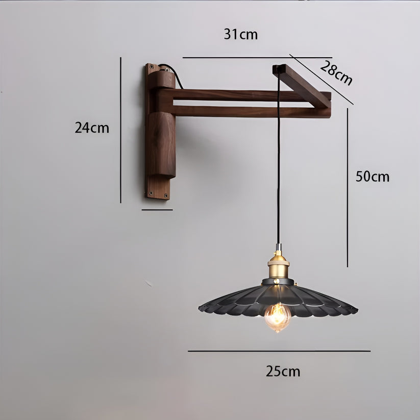 Industrial Swing Arm Wall Light | ModefinityIndustrial Wood Swing Arm ...