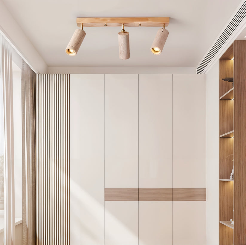 Modern Triple Adjustable Wood & Concrete Ceiling Spotlight ...