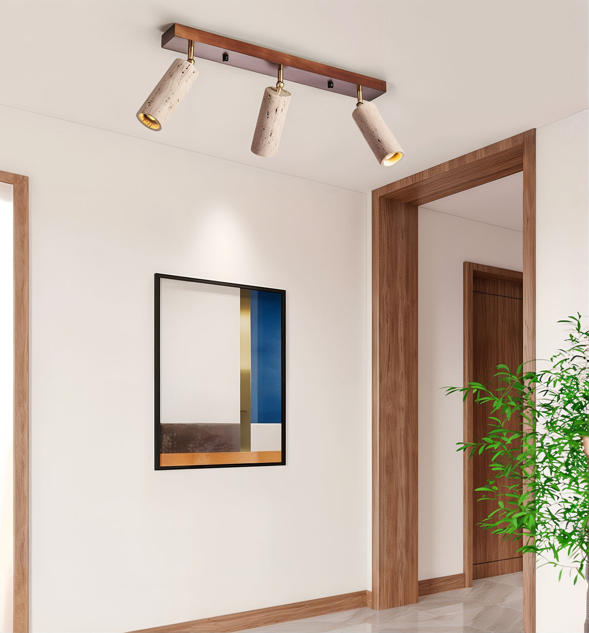 Modern Triple Adjustable Wood & Concrete Ceiling Spotlight ...
