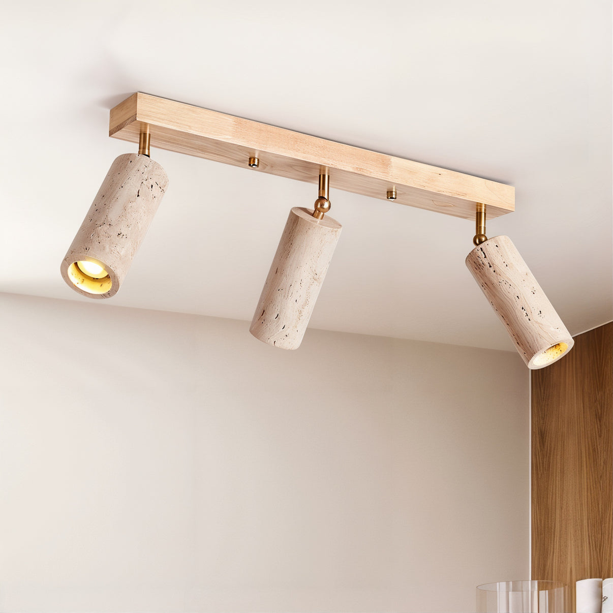Modern Triple Adjustable Wood & Concrete Ceiling Spotlight ...