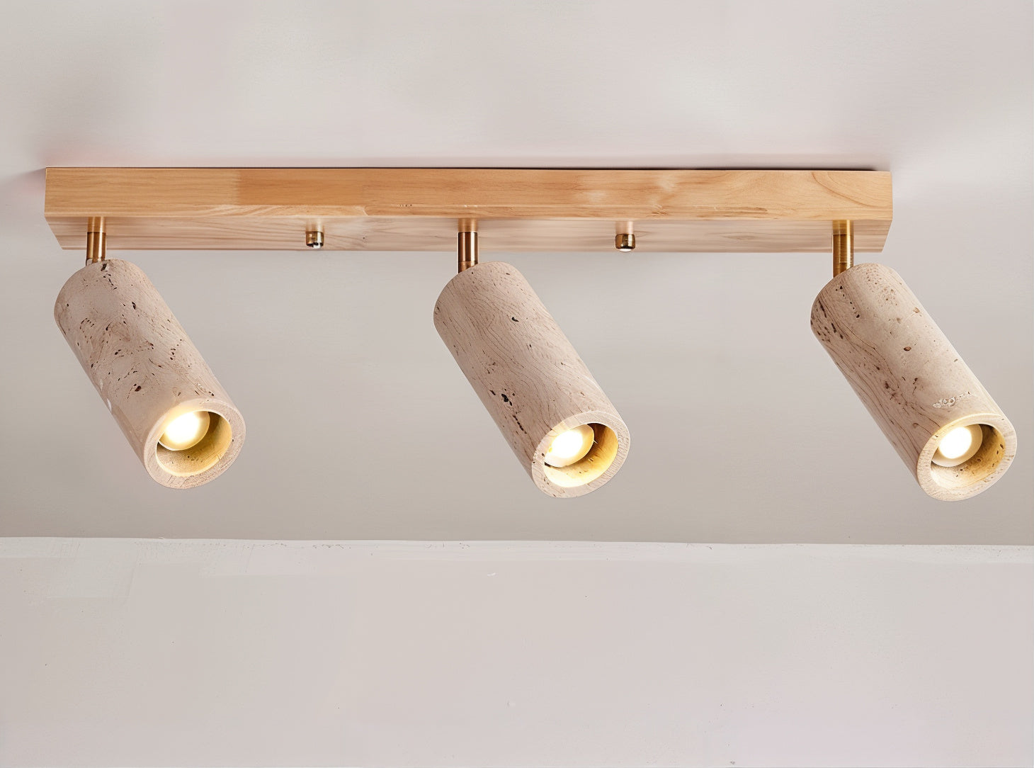 Modern Triple Adjustable Wood & Concrete Ceiling Spotlight ...