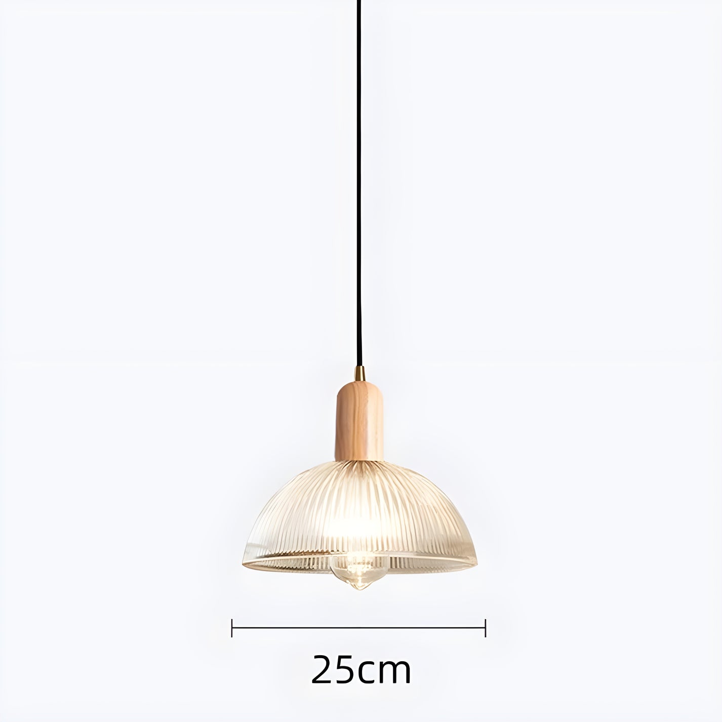 Nordic Ribbed Glass & Wood Pendant Light | ModefinityNordic Ribbed ...