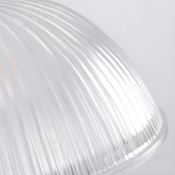 Nordic Ribbed Glass & Wood Pendant Light