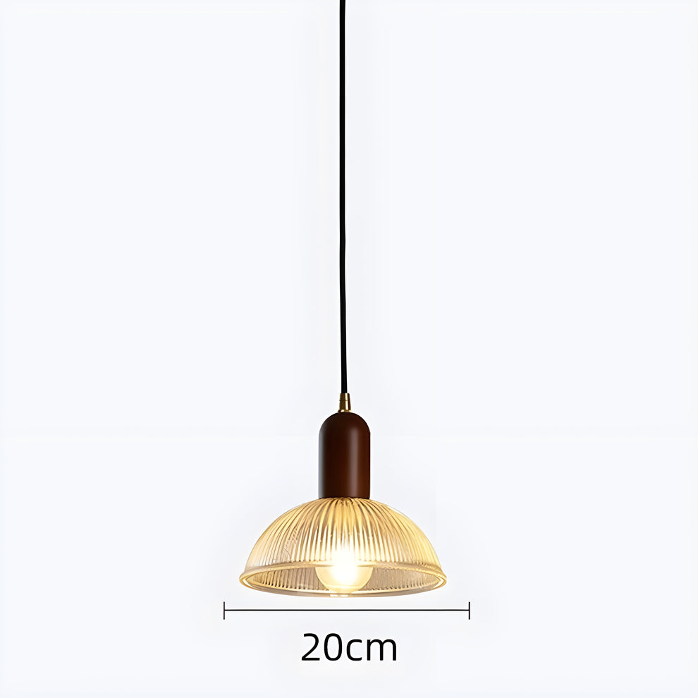 Nordic Ribbed Glass & Wood Pendant Light | ModefinityNordic Ribbed ...