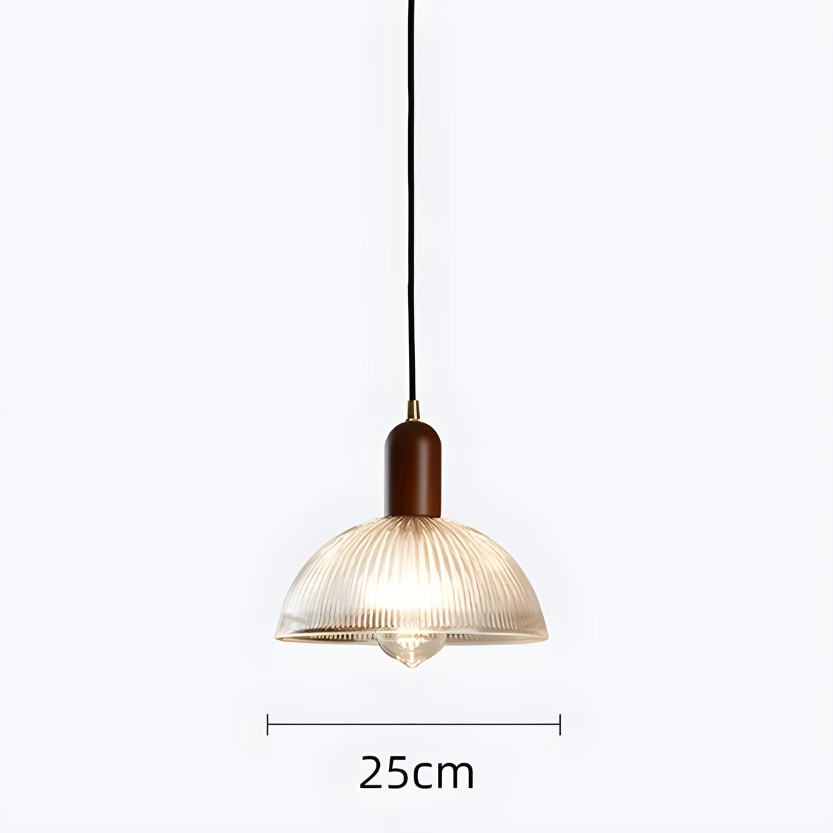 Nordic Ribbed Glass & Wood Pendant Light | ModefinityNordic Ribbed ...