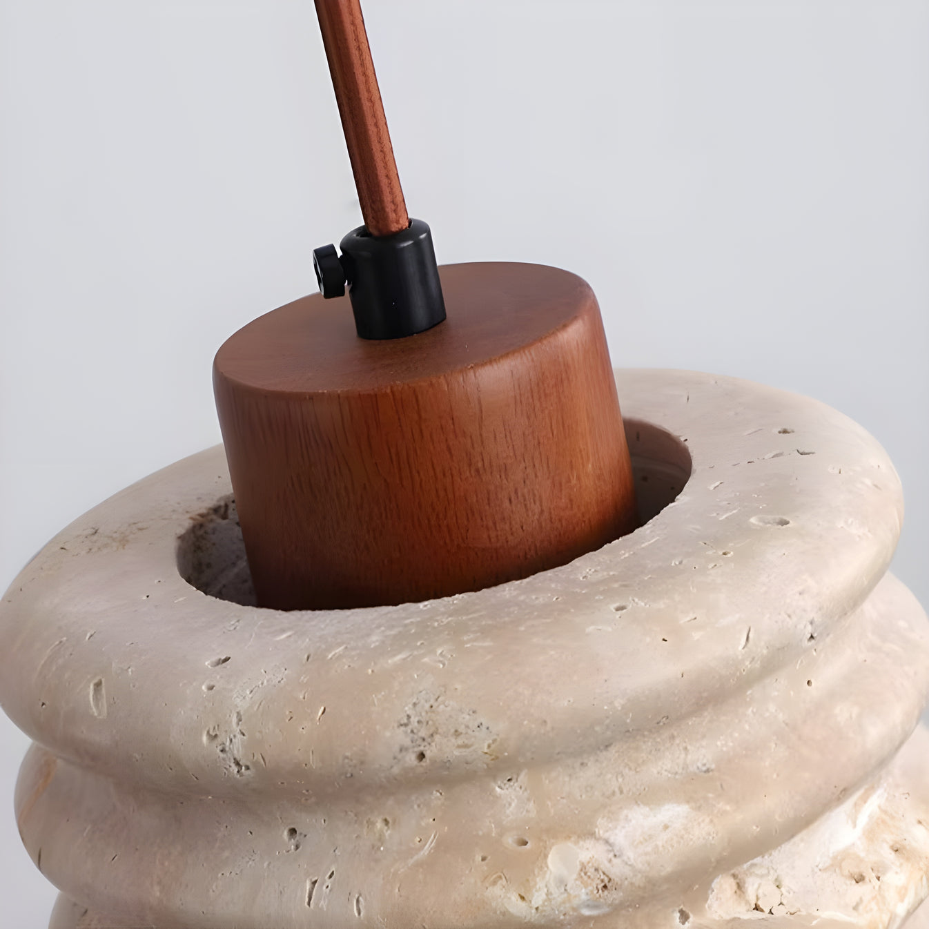 Ridge Travertine Wood Pendant Light | ModefinityRidge Travertine Wood ...