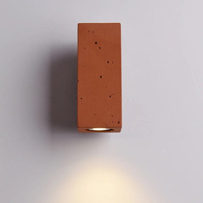 Terracotta Minimalist Wall Light – Modern Rustic Cylinder & Cube Desig