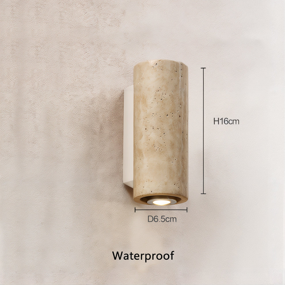 Outdoor Travertine Cylinder Wall Sconce