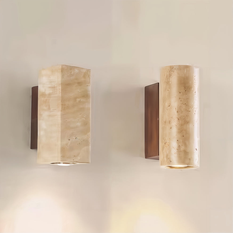 Outdoor Travertine Cylinder Wall Sconce