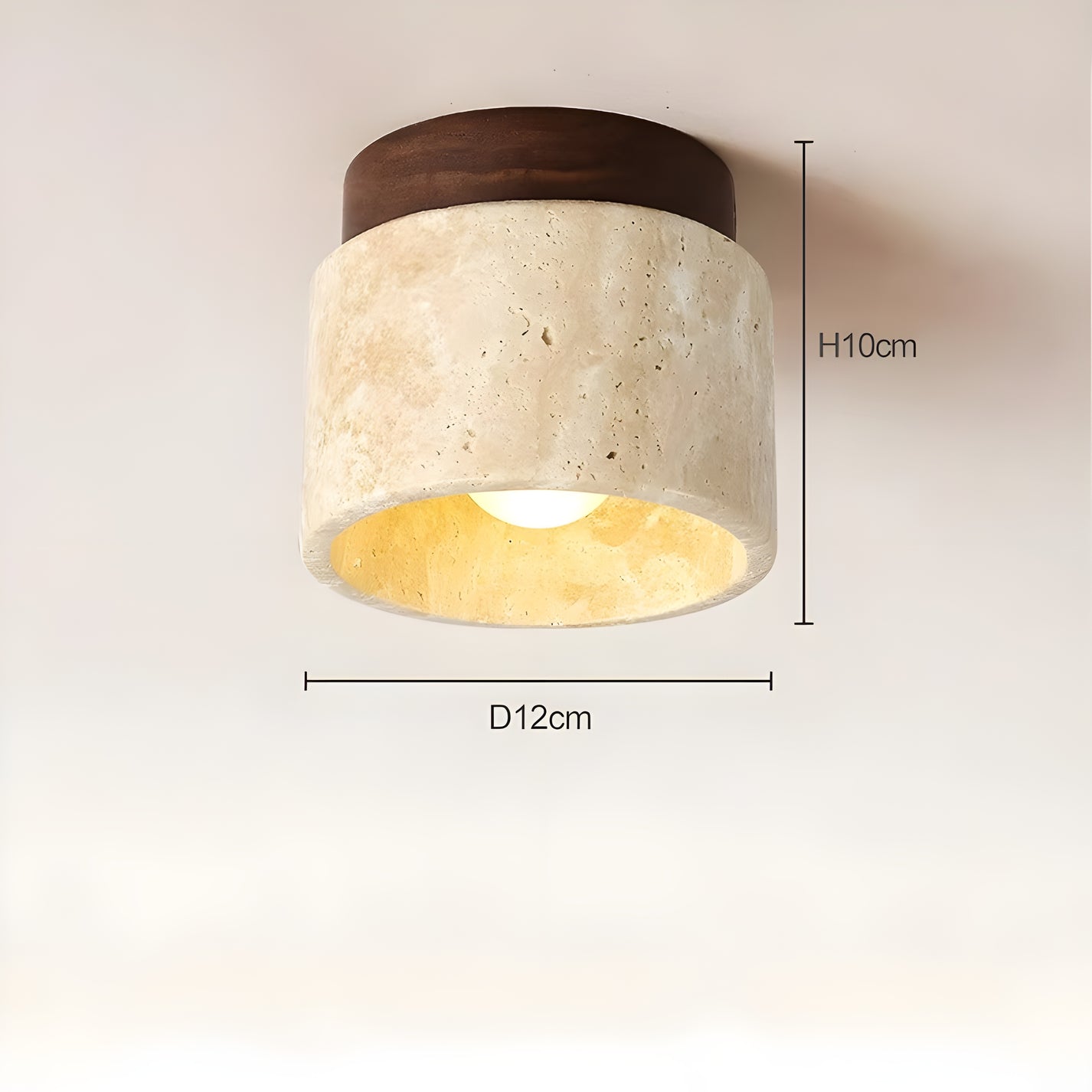 Travertine & Walnut Flush Mount Ceiling Light | ModefinityTravertine ...