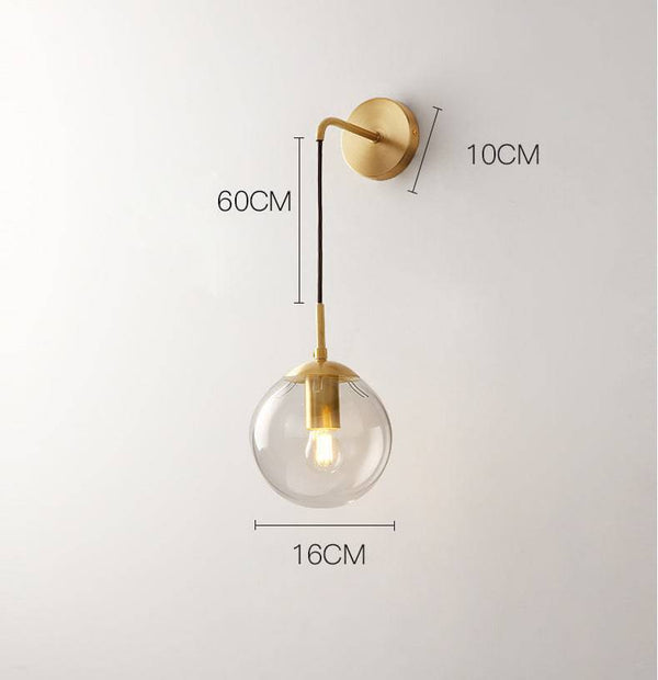 Brass Globe Glass Wall Light - 209GWL | ModefinityBrass Globe Glass Wall Light - 209GWL