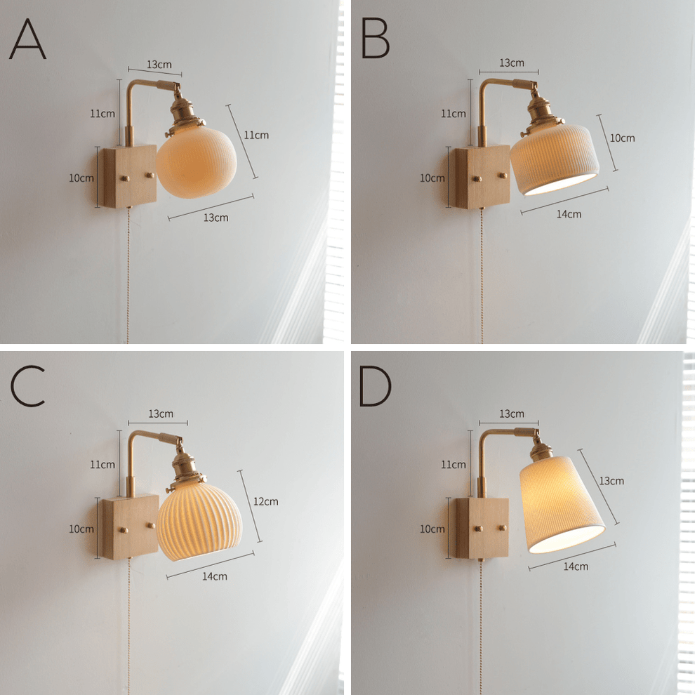 Ceramic Wall Light With Oak Wood Plate - 113WL | ModefinityCeramic Wall ...