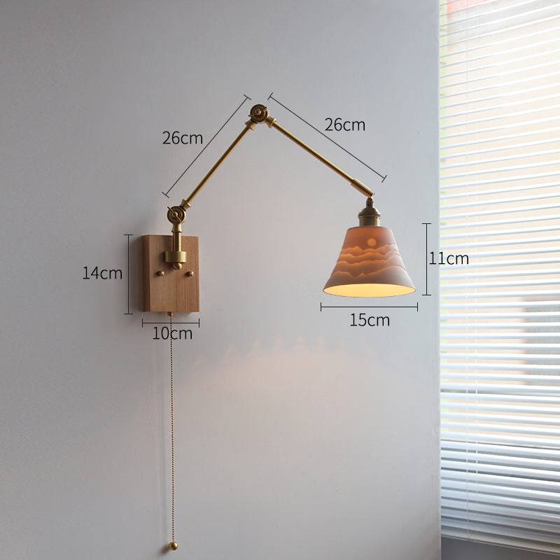 Ceramic Wall Light With Oak Wood Plate - 115WL | ModefinityCeramic Wall ...