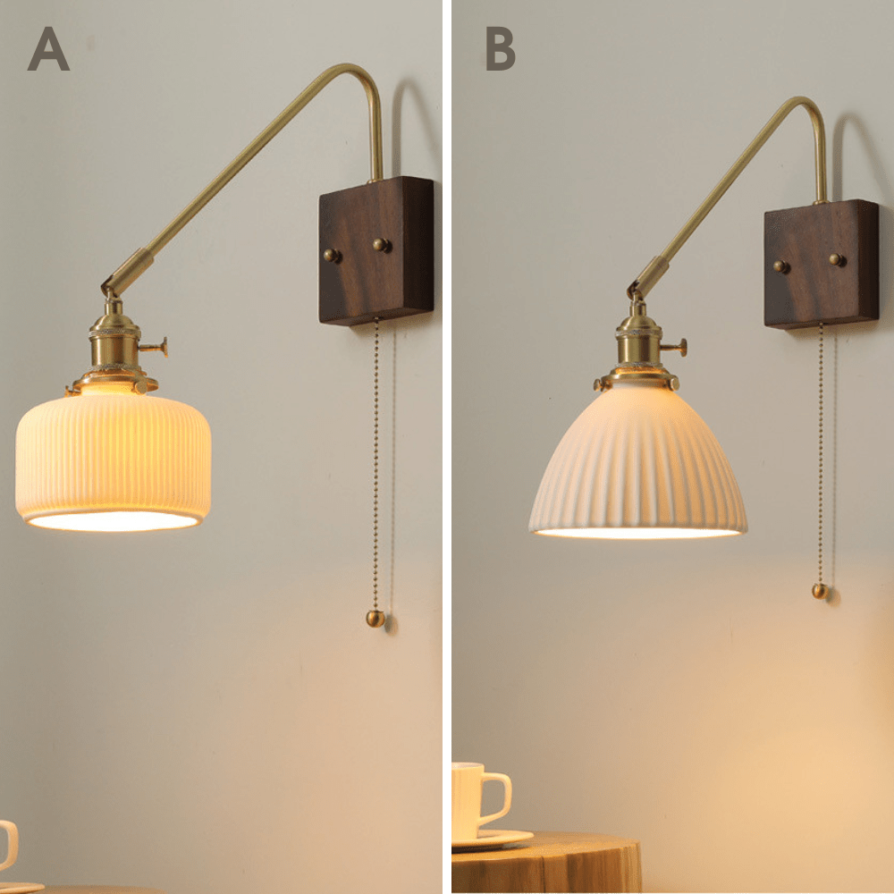 Ceramic Wall Light With Wood Plate - 106WL | ModefinityCeramic Wall ...