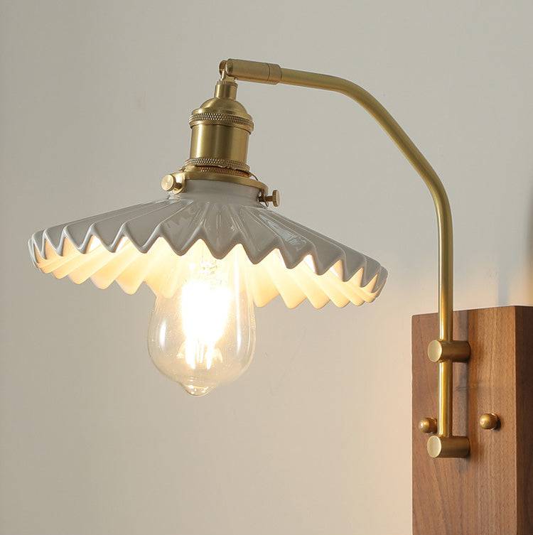 Ceramic Wall Light With Wood Plate - 107WL | ModefinityGlass Wall Light ...