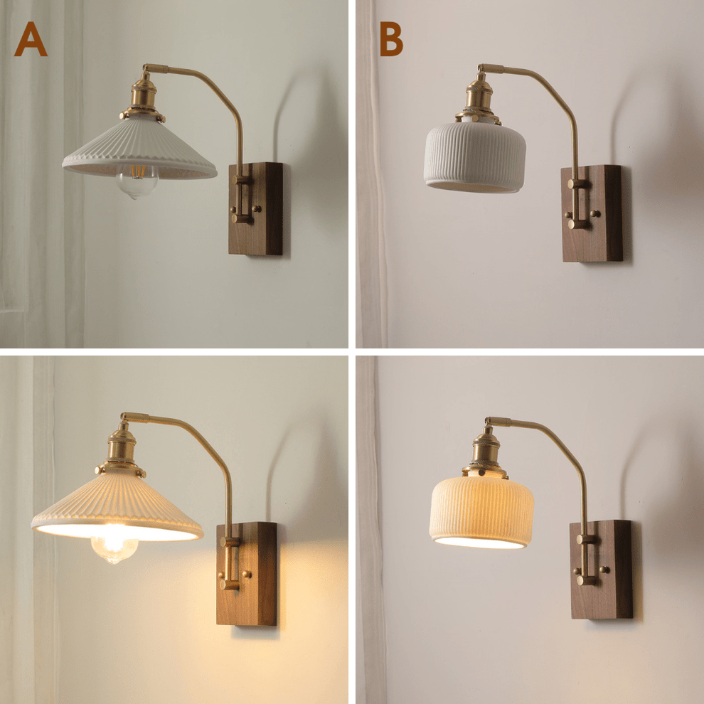 Ceramic Wall Light With Wood Plate - 110WL | ModefinityCeramic Wall ...