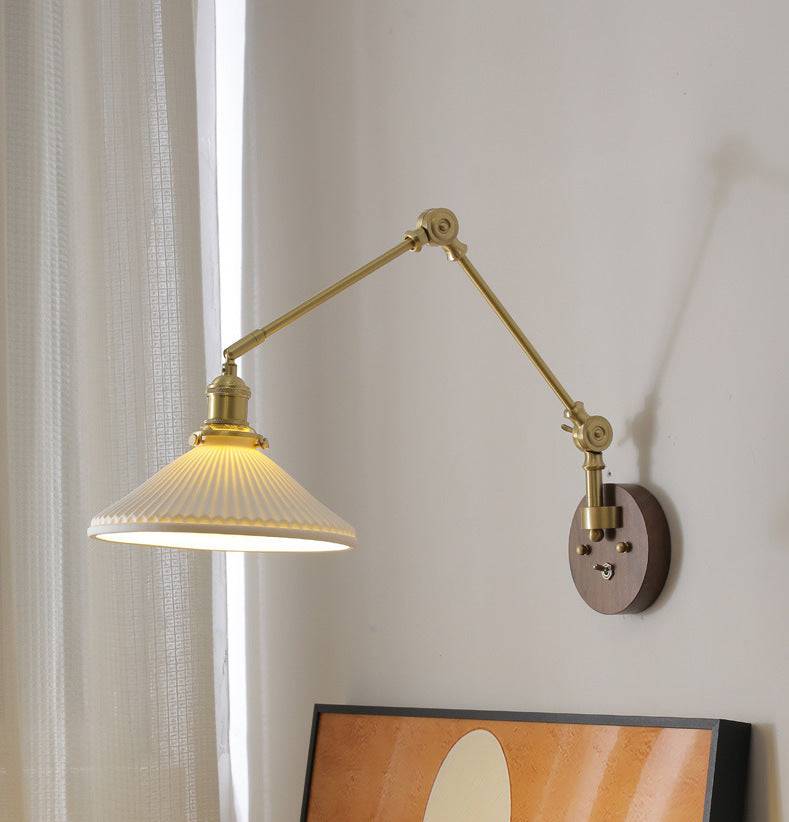 Glass Wall Light With Wood Plate