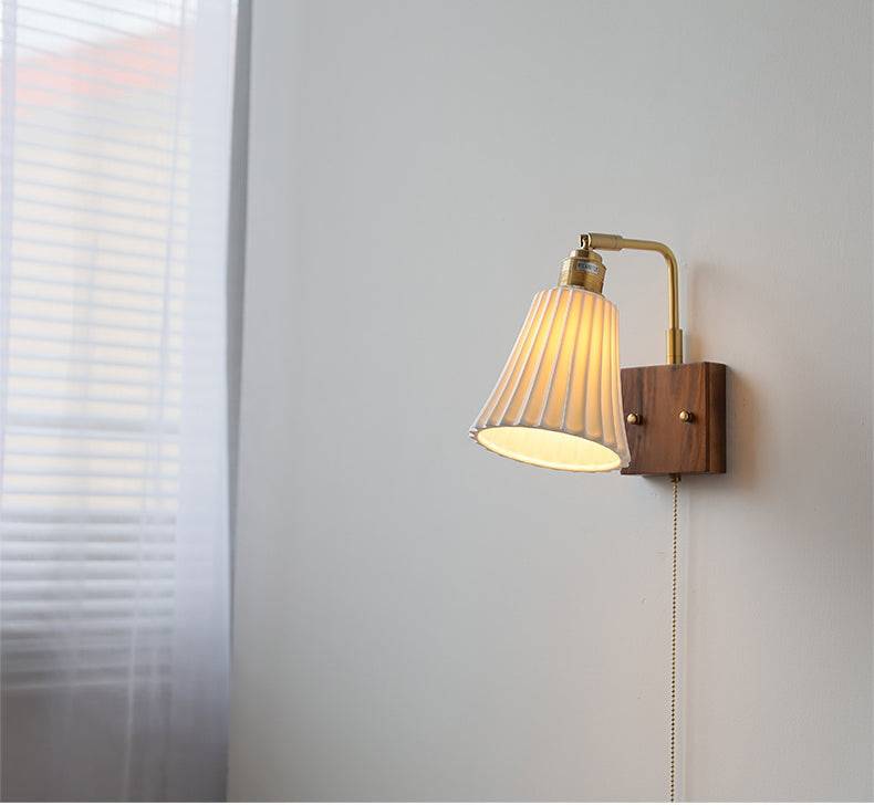 Glass Wall Light With Wood Plate