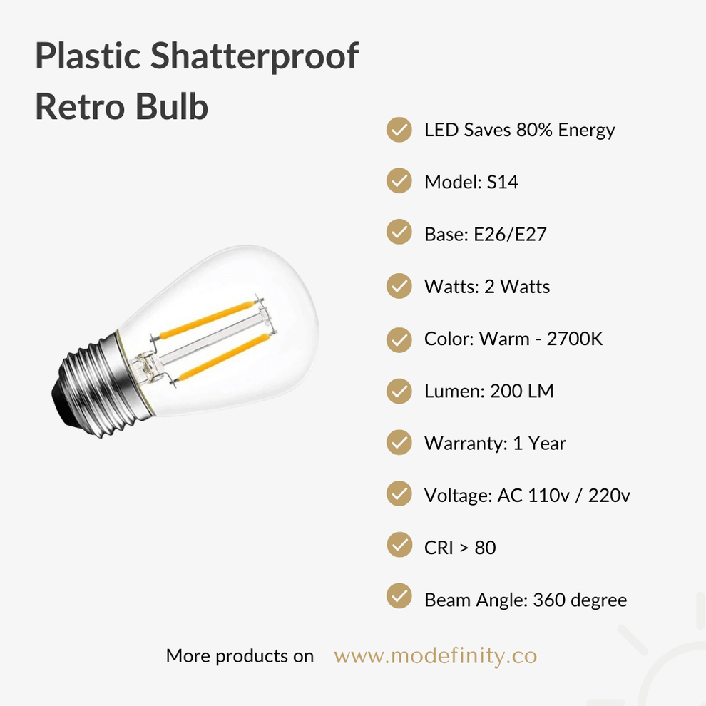 Edison Plastic Shatterproof Retro Bulb (15 pcs) | ModefinityEdison ...