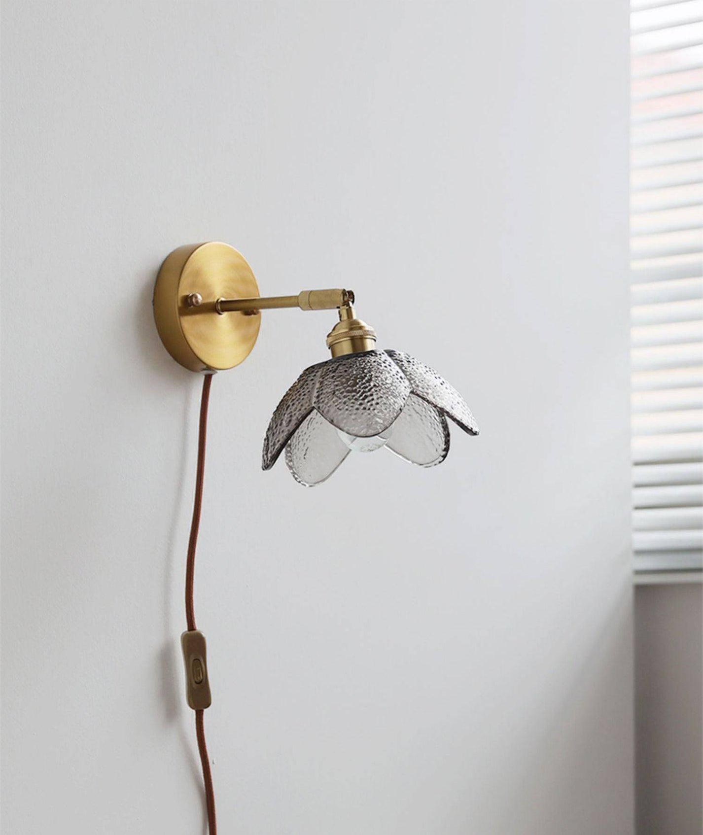 Flower Glass Plug In Wall Sconce Light - 225GBWL | ModefinityBrass Wall ...