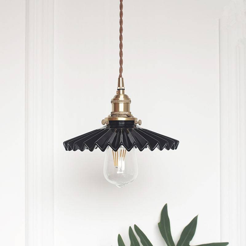Fluted Ceramic Brass Pendant Light - 120PL | ModefinityCeramic Brass ...