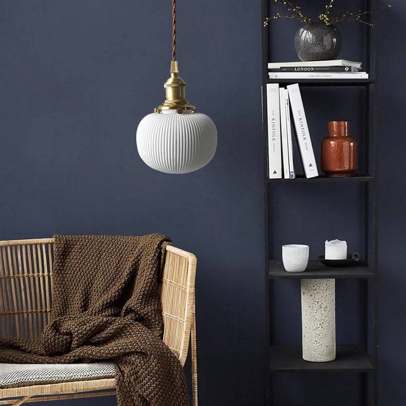 Fluted Ceramic Pendant Light