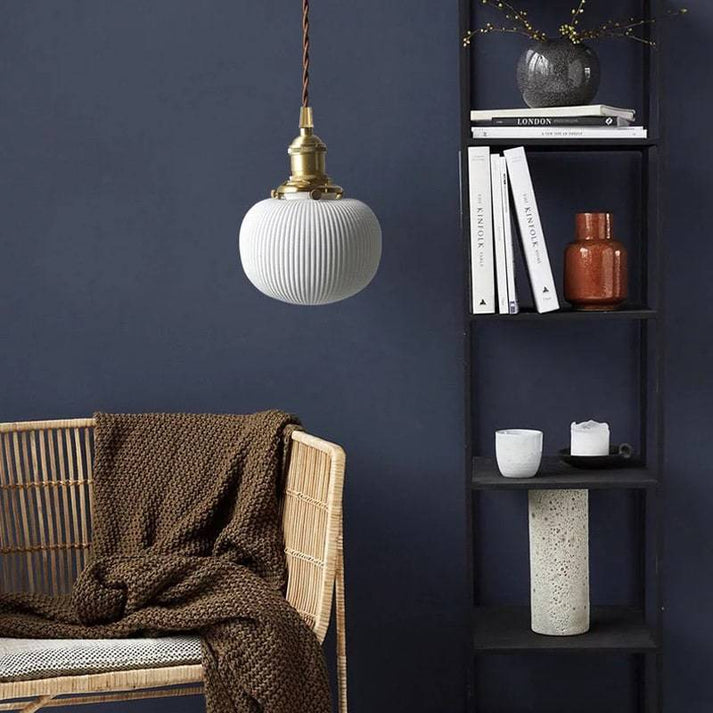 Fluted Ceramic Pendant Light