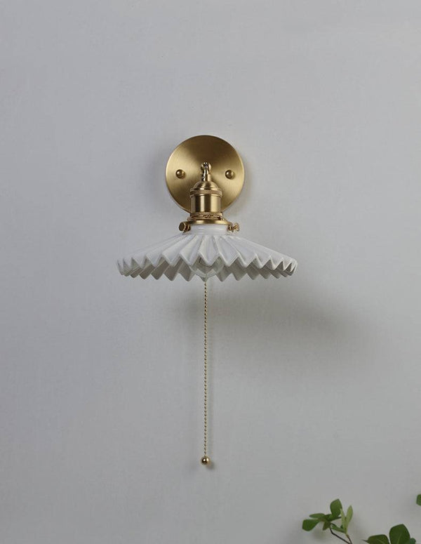 Fluted White Ceramic Wall Light - 217ST