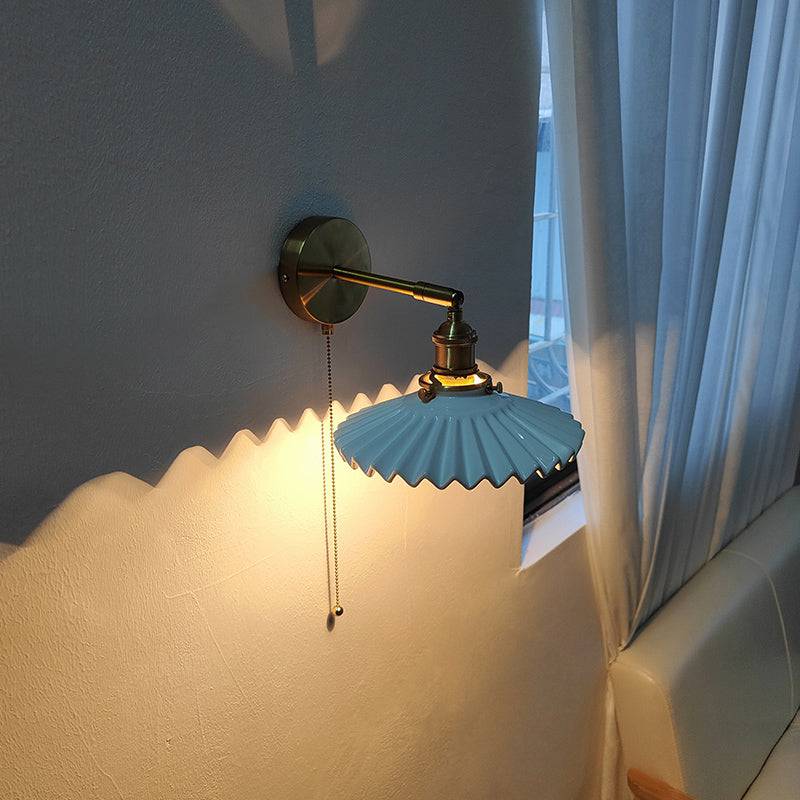 Fluted White Ceramic Wall Light - 217ST