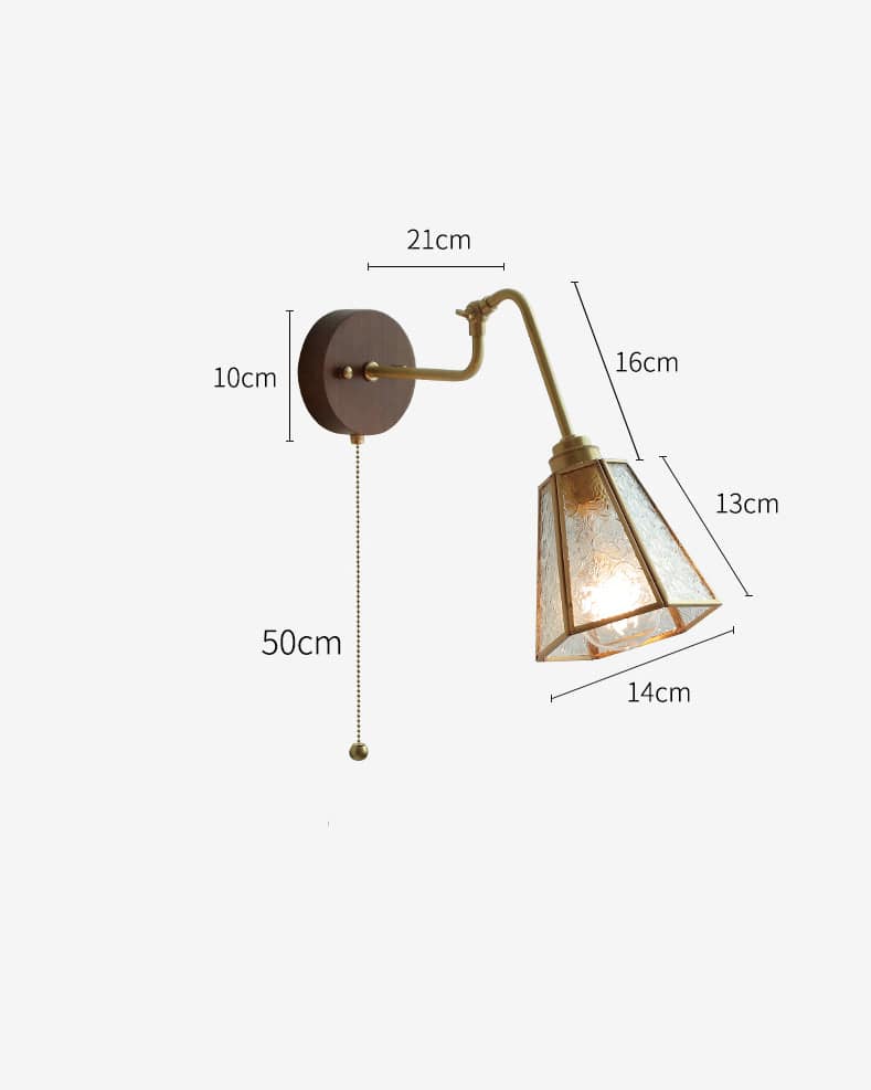 Glass Wall Light with Wood Plate – Modern Walnut and Brass Fixture ...