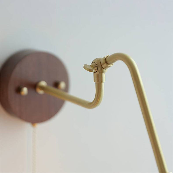 Glass Wall Light with Wood Plate – Modern Walnut and Brass Fixture ...