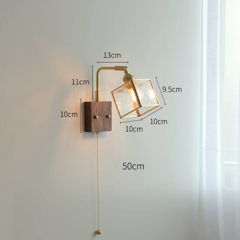 Glass Wall Light With Wood Plate