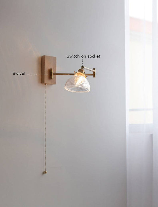 Glass Wall Light With Wood Plate - 106WL | ModefinityGlass Wall Light ...