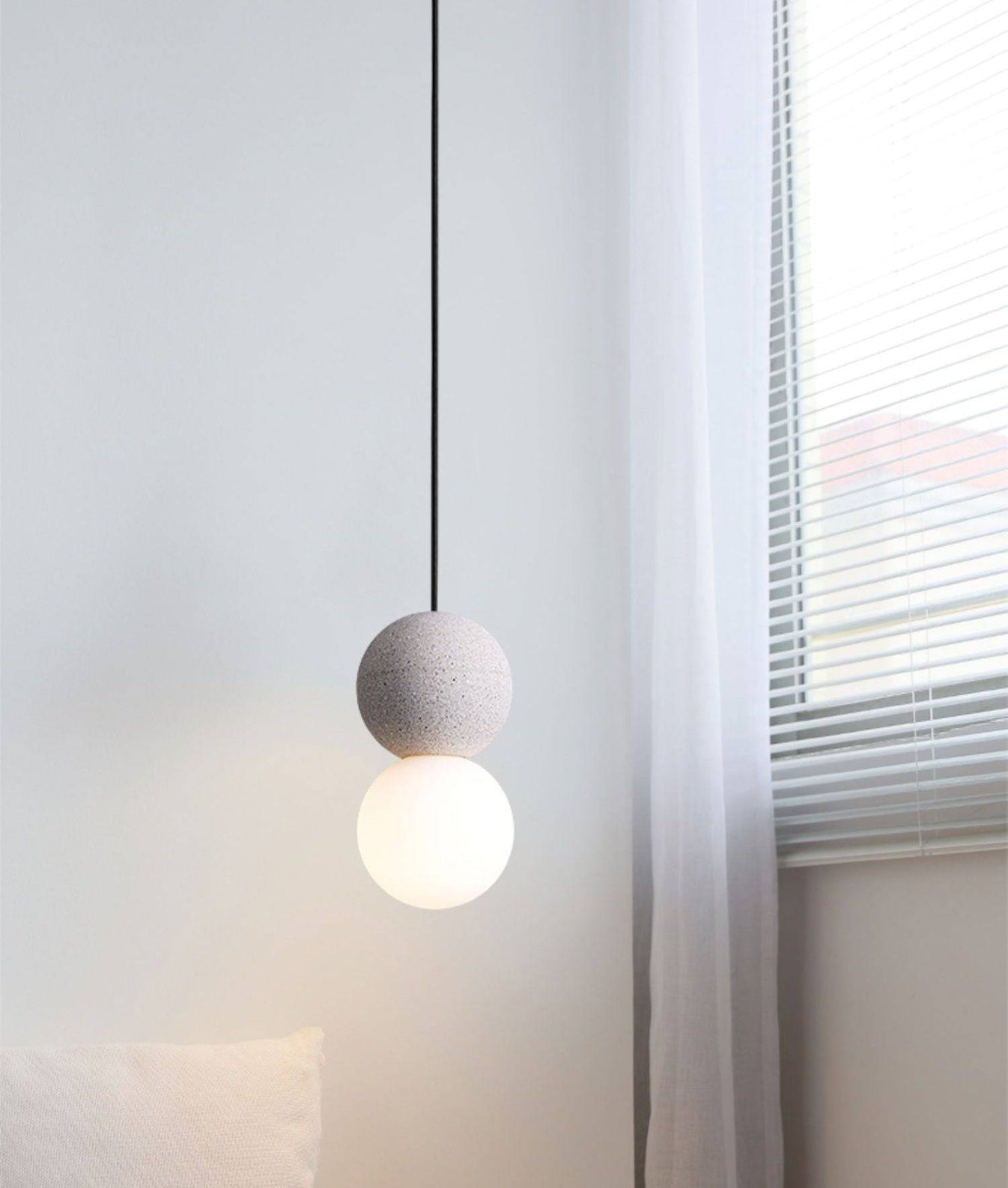 Gray Globe Cement Pendant Light - 111CM | ModefinityModern Cement ...