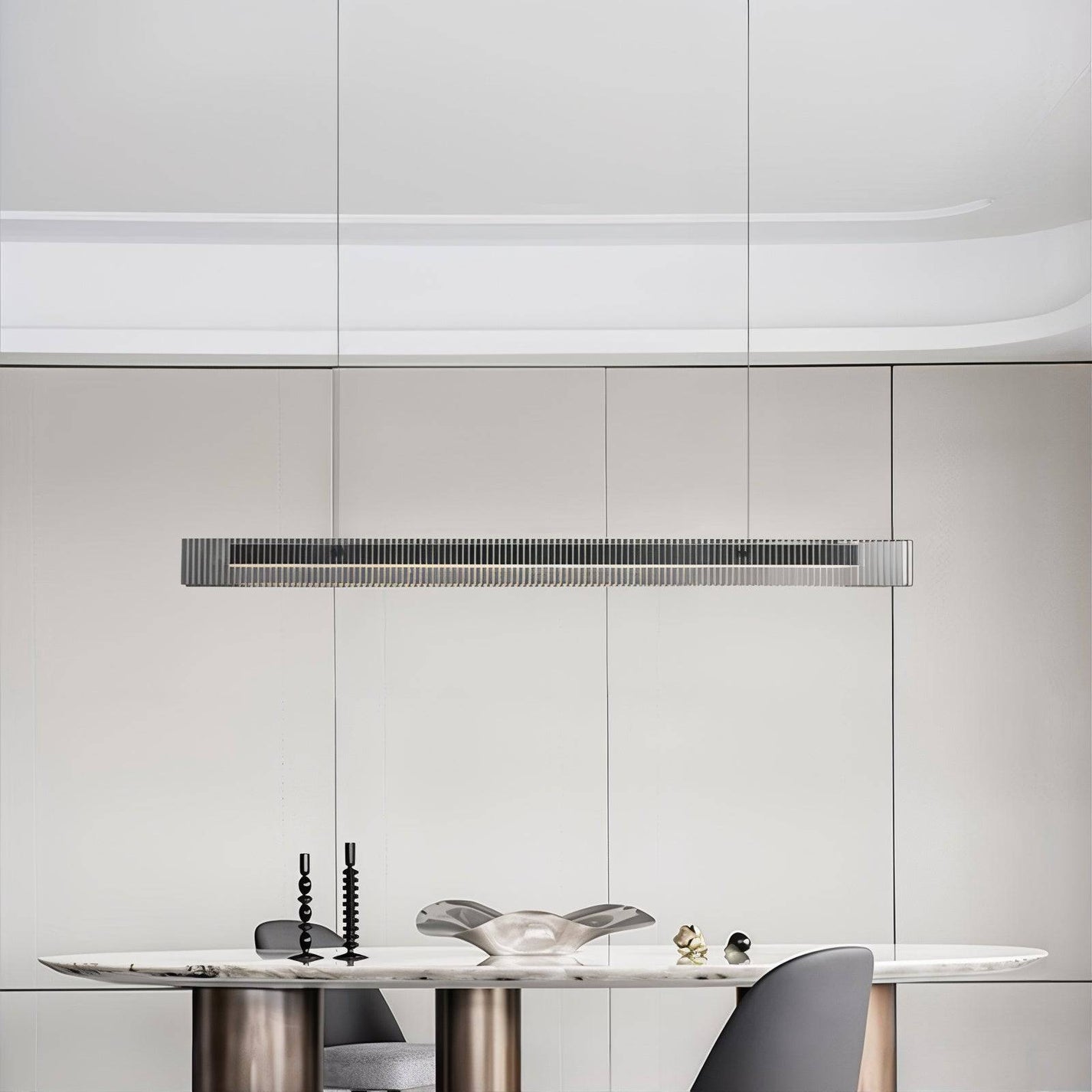 Modern Ribbed Design Sleek Linear Pendant Light