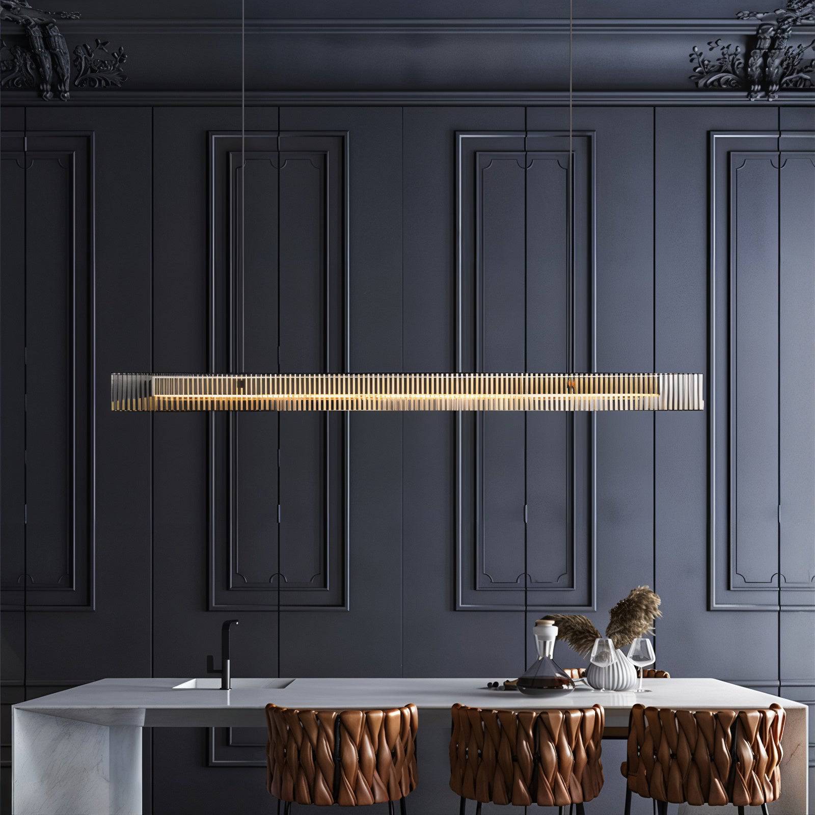 Modern Ribbed Design Sleek Linear Pendant Light