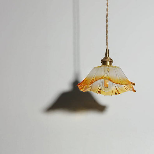 Orange Flower Glass Pendant Light - 235GPL