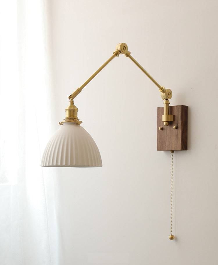 Retro Brass Wall Sconce with Fluted Glass Shade - 128WL ...