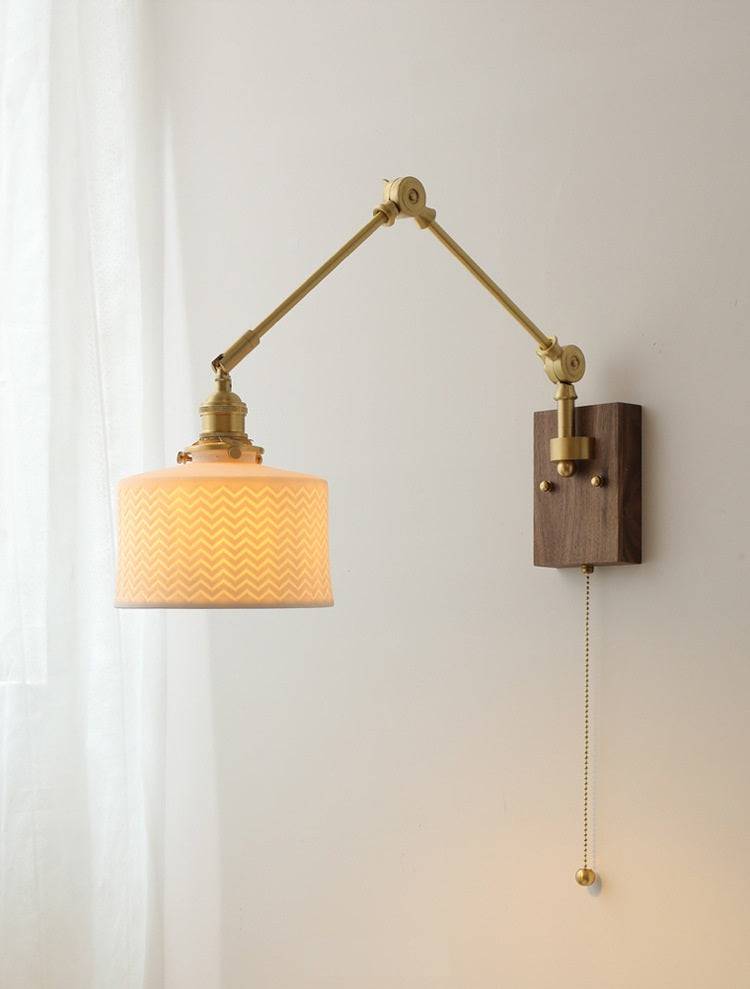Retro Brass Wall Sconce with Fluted Glass Shade - 128WL ...