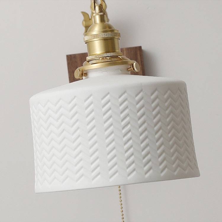 Retro Brass Wall Sconce with Fluted Glass Shade - 128WL ...