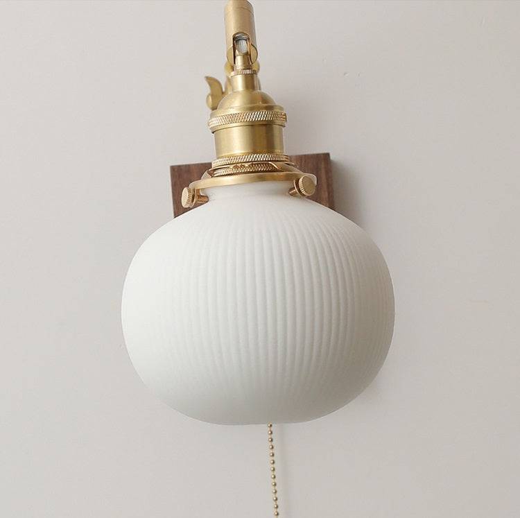 Retro Brass Wall Sconce with Fluted Glass Shade - 130WL ...