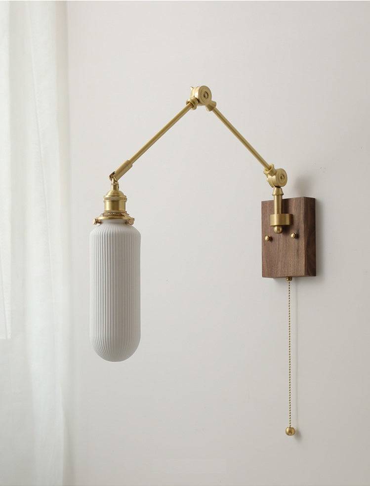 Retro Brass Wall Sconce with Fluted Glass Shade - 130WL ...