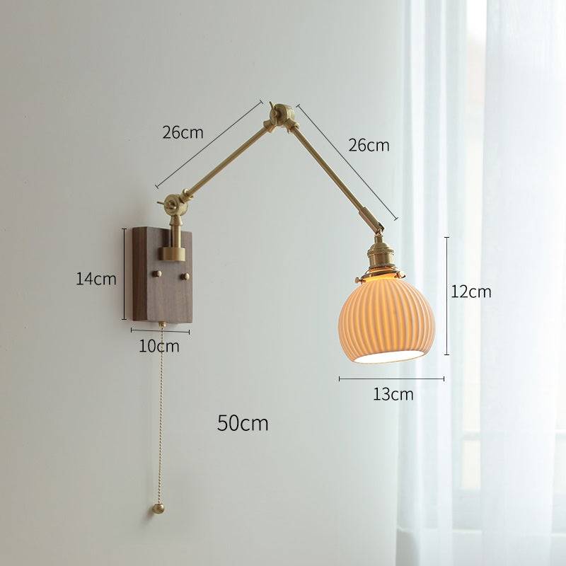 Retro Brass Wall Sconce with Fluted Glass Shade - 130WL ...