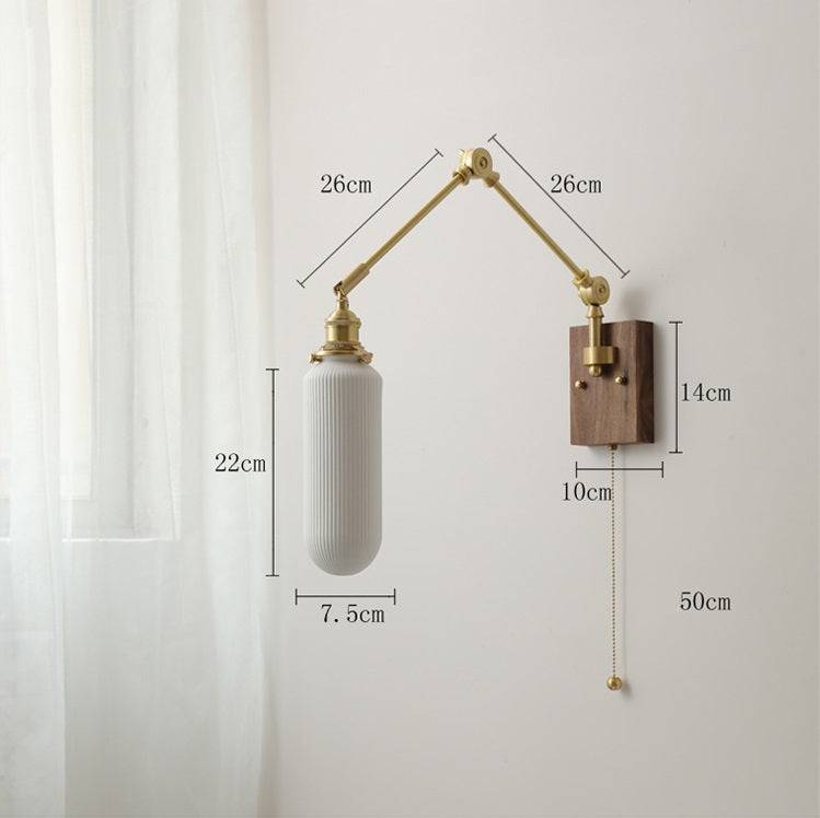 Retro Brass Wall Sconce with Fluted Glass Shade - 130WL ...