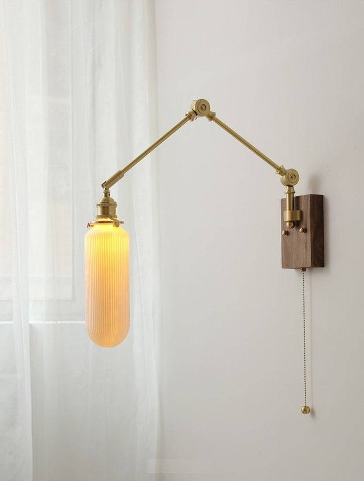 Retro Brass Wall Sconce with Fluted Glass Shade - 130WL ...
