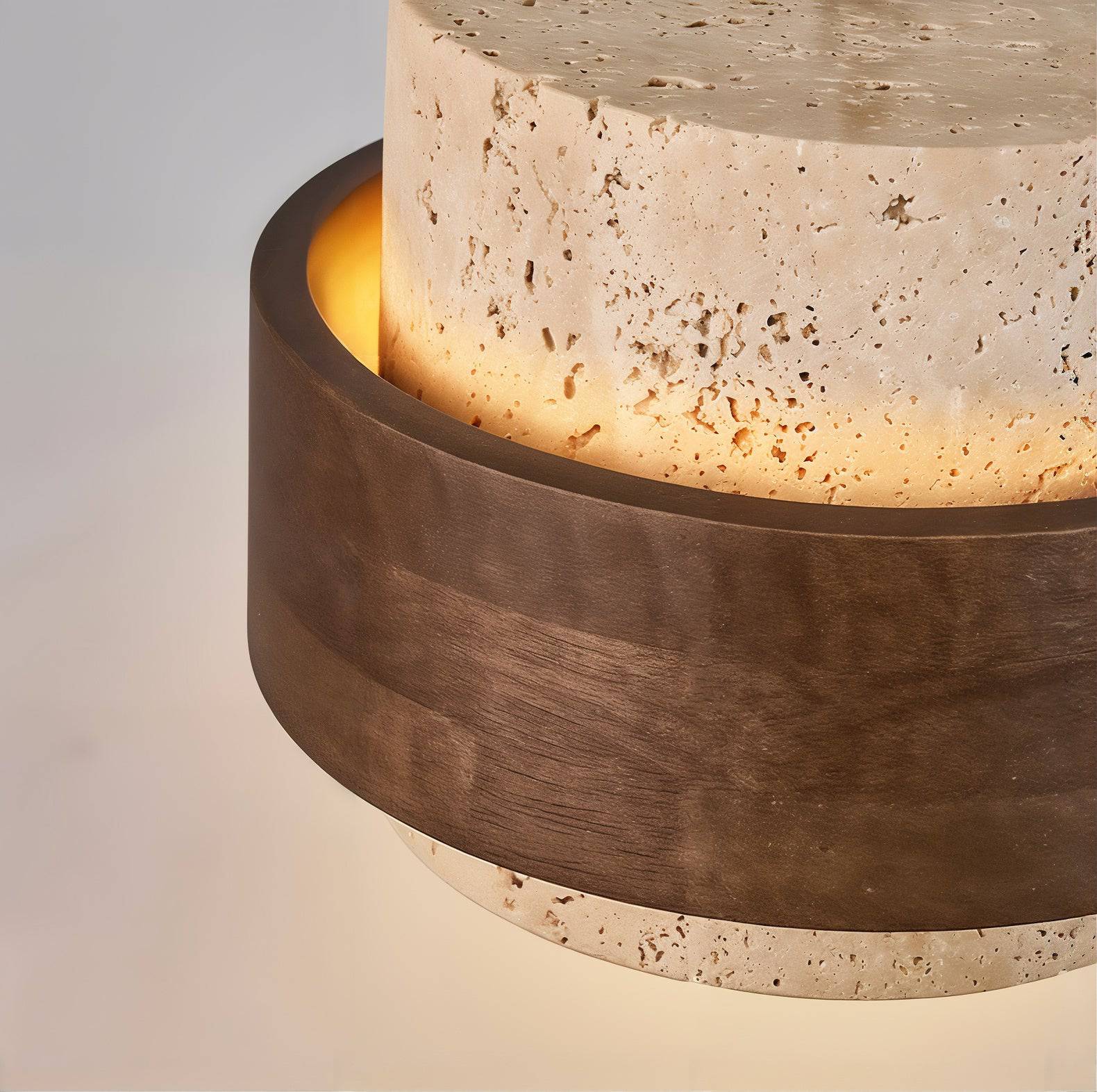 Rustic Modern Travertine Stone And Wood Pendant Light ...