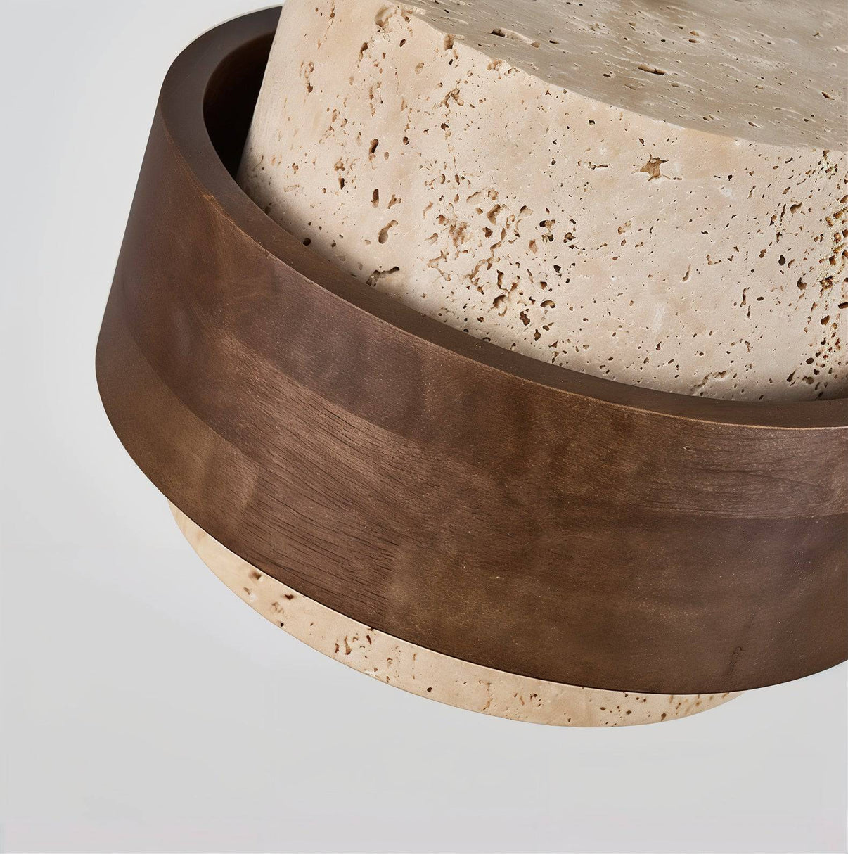 Rustic Modern Travertine Stone And Wood Pendant Light ...