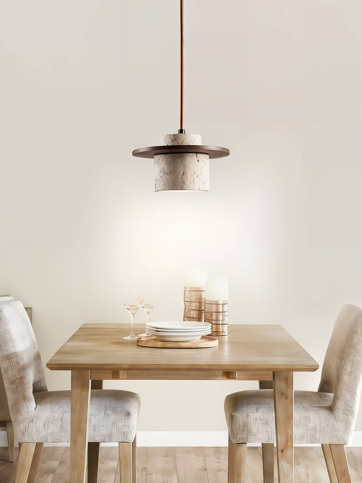 Textured Stone Pendant Light - Modern Rustic