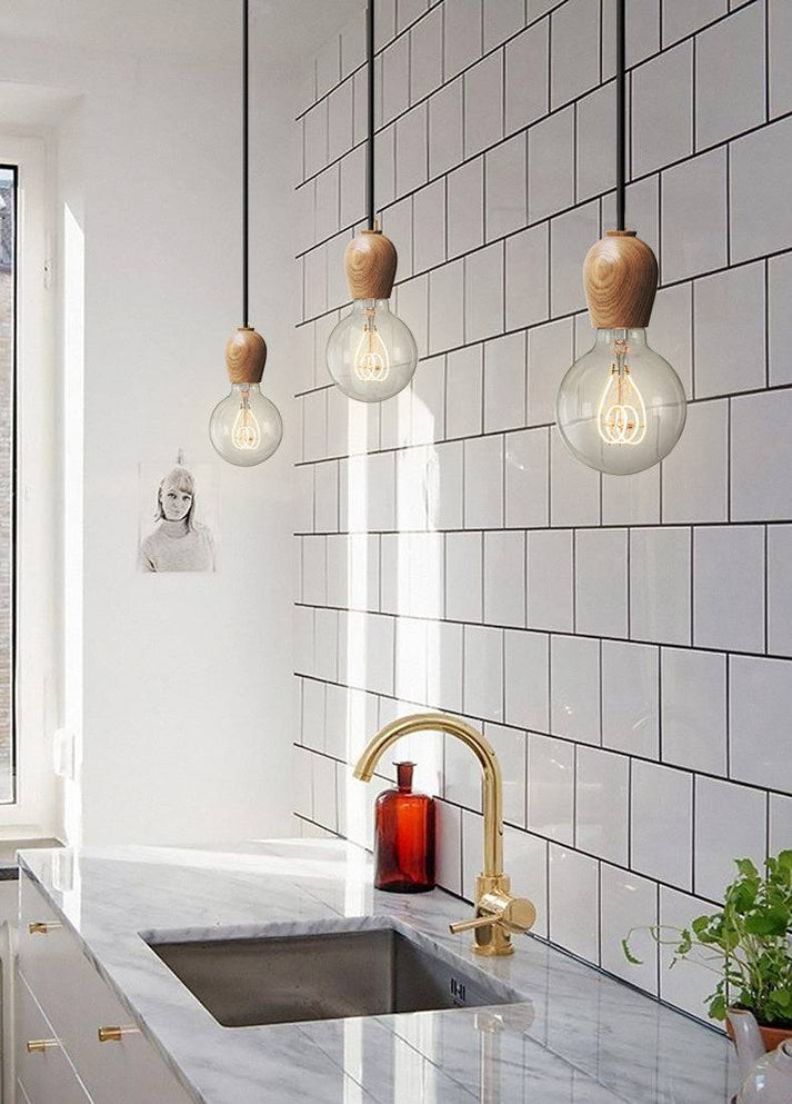 Walnut Bulb Wood Pendant Light - 104WPL