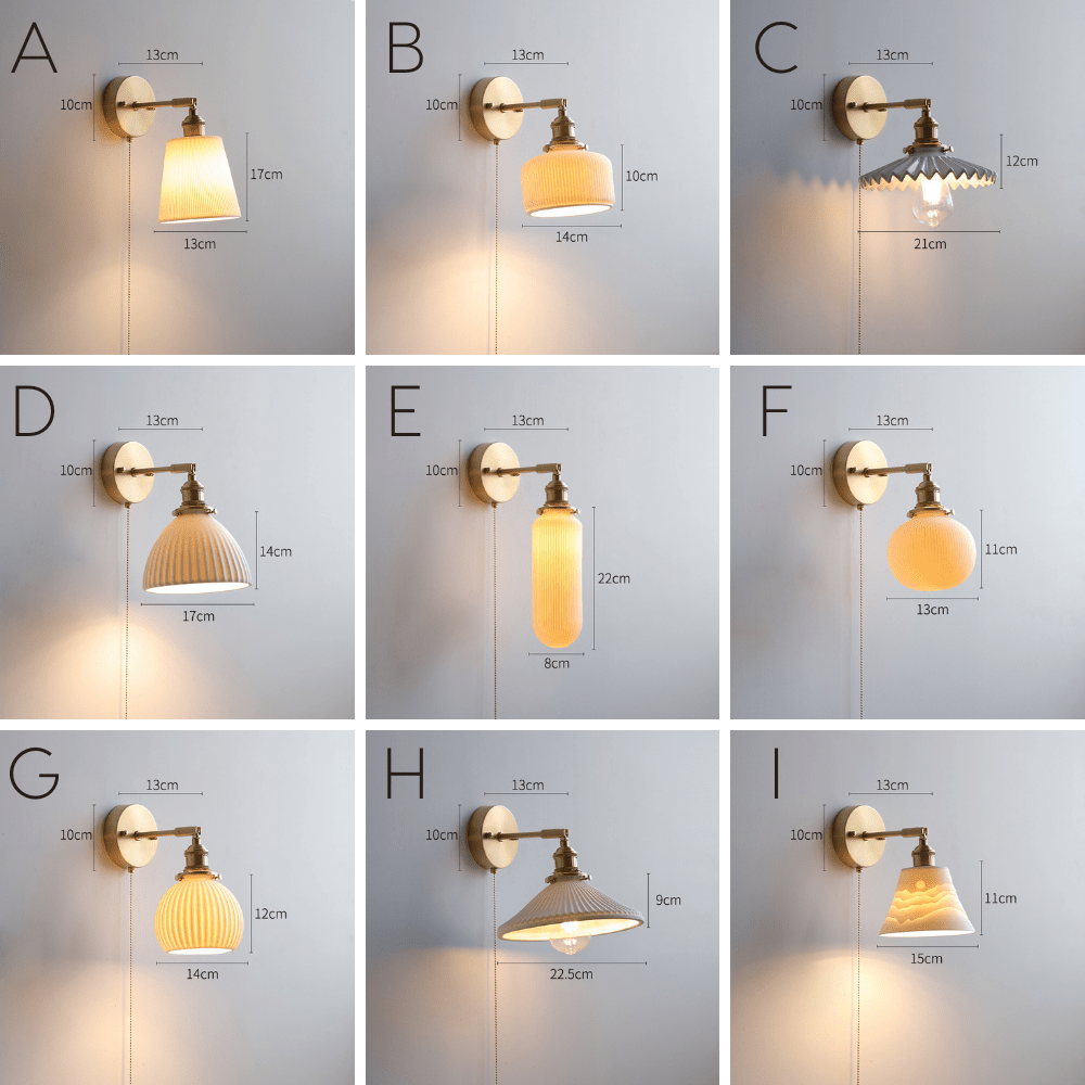 White Ceramic Brass Wall Light Sconce - 208ST | ModefinityWhite Ceramic ...